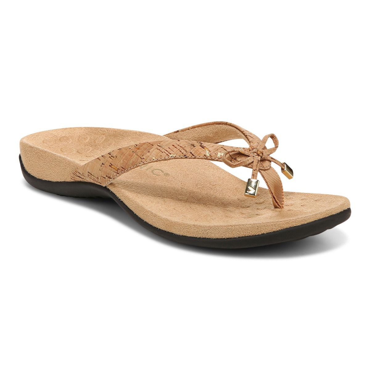 Vionic Bella Toe-Post Sandal: Gold Cork